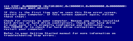 Ошибка 0x0000007B INACCESSIBLE_BOOT_DEVICE при загрузке